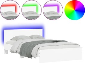 Rám postele s čelem a LED osvětlením bílý 140 x 190 cm 3207623