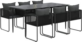 7dílný zahradní jídelní set černý 3156501