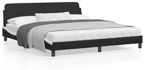 Rám postele s čelem černý a bílý 180 x 200 cm umělá kůže