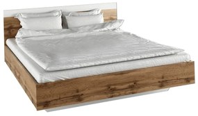 Kondela Manželská postel, 180x200, dub wotan / bílá, GABRIELA