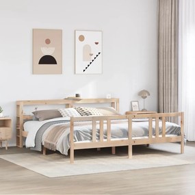 Rám postele s čelem 200 x 200 cm masivní borové dřevo 3305977