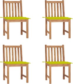 vidaXL Zahradní židle 4 ks s poduškami masivní teak [3073090] Barva: Jasně zelená