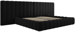 OnaDnes -20% Černá sametová dvoulůžková postel MICADONI Kelp 200 x 200 cm