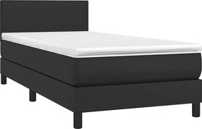 Box spring postel s matrací a LED černá 100x200 cm umělá kůže 3134087