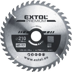 EXTOL PREMIUM pilový kotouč s SK plátky, 210x2,2x30mm, 60T, šířka SK plátků 3,2mm, SK Dostupné varianty: Pilový kotouč s SK plátky EXTOL PREMIUM ø 210x2,2x30mm/40 zubů