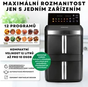 GourmetMaxx Vertikální horkovzdušná fritéza s dvojitou komorou FryUp XL 16818