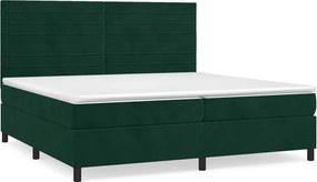 Box spring postel s matrací tmavě zelená 200x200 cm samet 3143106
