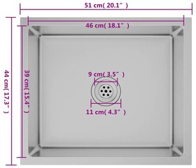 vidaXL Marketos Ručně vyrobený kuchyňský dřez nerezová ocel