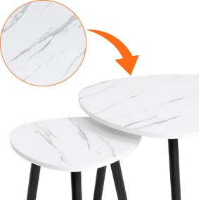 Velaco Set 2 konferenčních stolků TIG-4 54, imitace bílého mramoru/černá