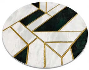 Kulatý koberec EMERALD 1015 Luxusní mramor geometrický krémový zelený zlatý Rozměr: průměr 160 cm