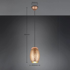 Závěsná lampa Bidar, Ø 15 cm, kávově hnědá, kov
