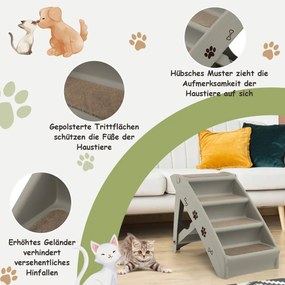 Costway Pet Schody se 4 schody Přenosný šplhací žebřík Bezpečná rampa pro – šedá