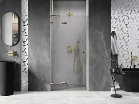 Mexen, Mexen Lunar L výklopné sprchové dveře levé 85 cm, transparentní, zlaté - 834L-085-000-50-00-L