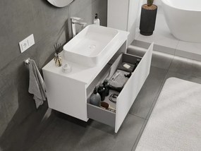 Mexen Rivel, koupelnová skříňka 100 cm, 1 zásuvka, drážkovaná, bílá matná, 91A20-10047-1-BF01
