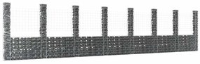 Gabionový koš ve tvaru U s 8 sloupky železo 860 x 20 x 200 cm 151295