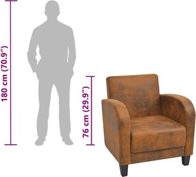 Křeslo hnědé umělá semišová kůže 243588