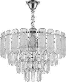 Toolight Toolight, křišťálová závěsná lampa Ø40 cm, 5×E14, SWE087-CP, chromová, OSW-30214