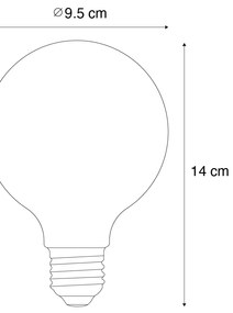 Sada 5 stmívatelných LED žárovek E27 spirálové vlákno G95 zlatá 4W 270 lm 2100K