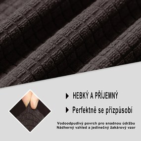 Napínací elastický žakárový potah na trojmístnou rohovou pohovku BestBerg / pravá / hnědá