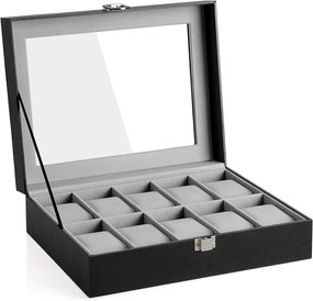 Box na hodinky Watch1, 25,5x7,8x20,2 cm, černá/šedá
