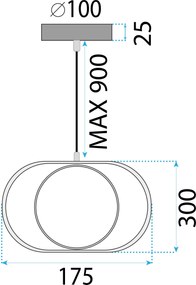 Toolight Toolight, LED závěsné osvětlení, 18W, 4000K, APP1555-CP, zlatá lesklá, OSW-05664