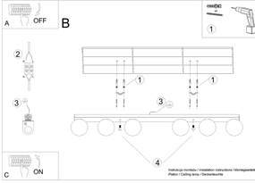 Stropní svítidlo Yoli, 6x bílé skleněné stínítko, w