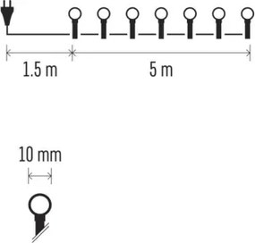 Vánoční řetěz kuličky EMOS D5GW02 ZYK0205 100LED 5m teplá bílá
