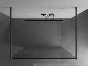 Mexen Kioto, sprchová zástěna Walk-In 100 x 200 cm, 8mm čiré sklo bílý vzor, ​​grafitový profil, 800-100-002-66-85