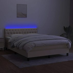 Box spring postel s matrací a LED krémová 140x190 cm textil 3133394