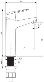 Deante Boro, umyvadlová baterie h-218, chromová, DEA-BMO_020N