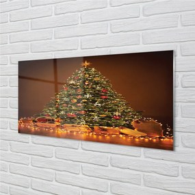 Obraz na skle Vánoční osvětlení dekorace dárky 140x70 cm