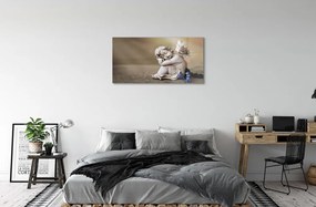 Obraz na skle Spící anděl květiny desky 125x50 cm