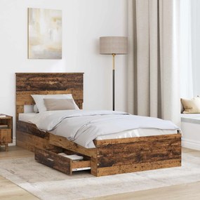 Rám postele s čelo Staré dřevo 90 x 190 cm Kompozitní dřevo 3408315