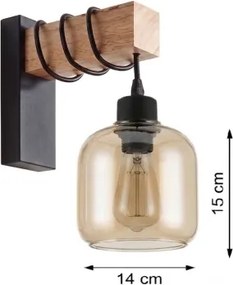 BRILAGI - Nástěnné svítidlo WOOD GLASS 1xE27/60W/230V borovice/černá/kouř hnědá