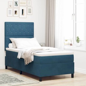 Postel s boxspringem s matrací Tmavě modrá 100 x 200 cm samet 3339750