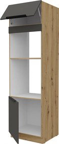 ARIA pa | vysoká skříňka 60 DPM-210 2F na vestavnou troubu a mikrovlnku | 60 cm | ANTI FINGERPRINT povrch | artisan/šedá grafit