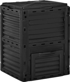 Outsunny kompostér s kapacitou 300L pro výrobu zahradního hnojiva s 48 otvory, 60,5x60,5x81,5 cm, černý