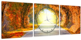 Obraz - Brána z korun stromů (s hodinami) (90x30 cm)