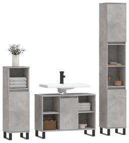 3dílný set koupelnového nábytku betonově šedý kompozitní dřevo,  3190311