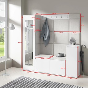 Eka Předsíňová stěna s čalouněnými panely Trinity 28 - Bílá / Hnědá 2307