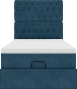 Osmanský rám postele s matracemi tmavě modrá 80x200cm samet 3313509