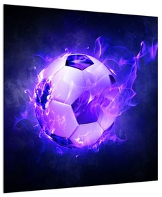 Obraz fotbalového míče v modrém ohni (50x50 cm)