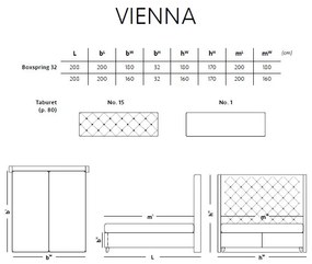 Materasso Kontinentální čalouněná postel VIENNA boxspring ROZMĚR: 2x (100x200) cm - boxspring