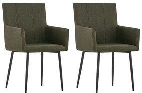 Jídelní židle s područkami 2 ks hnědé textil - Default Title