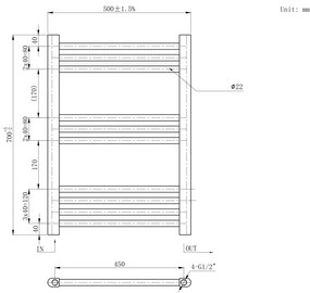 Gamma Erga Basic, topné těleso 700x500 mm, 273 W, bílá, ERG-LAV-BASIC-7050-WH