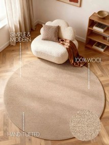 ELLE Decoration, Kusový koberec Puristic Knots 106320 Beige kruh z kolekce Elle, 160x160 (průměr) kruh, béžová, ložnice
