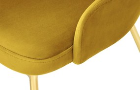 Žlutá sametová jídelní židle MICADONI CADIZ