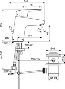 Ideal Standard CeraFlex - Umyvadlová baterie s výpustí | chrom