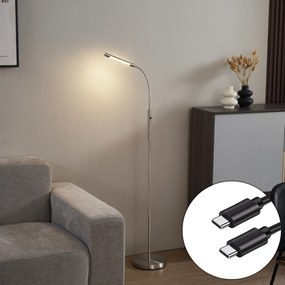 Moderní ocelová stojací lampa vč. LED 3-stupňové stmívatelné dobíjecí - Statler