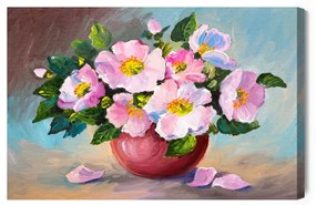 Obraz Růže Ve Váze Jako Malované Nedostatek Nedostatek Plátno Canvas 40x30